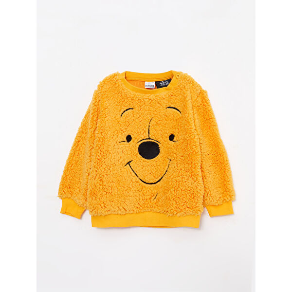 Bisiklet Yaka Uzun Kollu Winnie the Pooh Nakışlı Erkek Bebek Sweatshirt Bisiklet Yaka Uzun Kollu Winnie the Pooh Nakışlı Erkek Bebek Sweatshirt