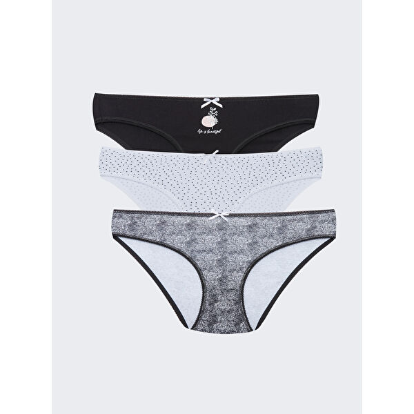 Baskılı Bikini Kadın Külot 3'lü Paket