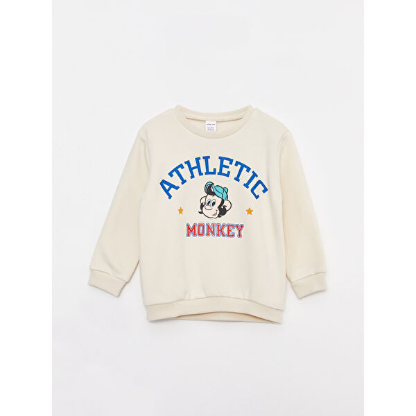 Bisiklet Yaka Uzun Kollu Nostaljik Maymun Baskılı Erkek Bebek Sweatshirt Bisiklet Yaka Uzun Kollu Nostaljik Maymun Baskılı Erkek Bebek Sweatshirt