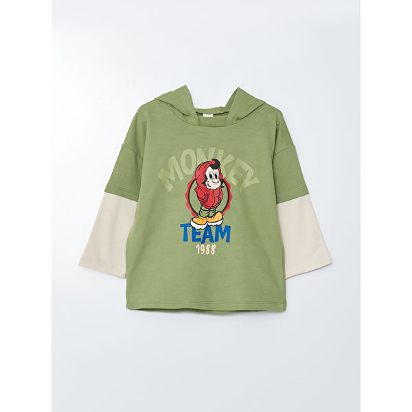 Kapüşonlu Uzun Kollu Nostaljik Maymun Baskılı Erkek Bebek Sweatshirt Kapüşonlu Uzun Kollu Nostaljik Maymun Baskılı Erkek Bebek Sweatshirt