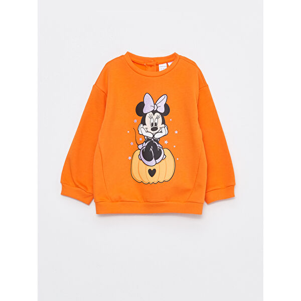 Bisiklet Yaka Uzun Kollu Minnie Mouse Baskılı Kız Bebek Sweatshirt Bisiklet Yaka Uzun Kollu Minnie Mouse Baskılı Kız Bebek Sweatshirt