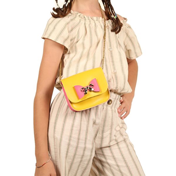 Fiyonk Detaylı Kız Çocuk Omuz Çantası