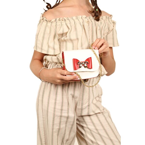 Fiyonk Detaylı Kız Çocuk Omuz Çantası