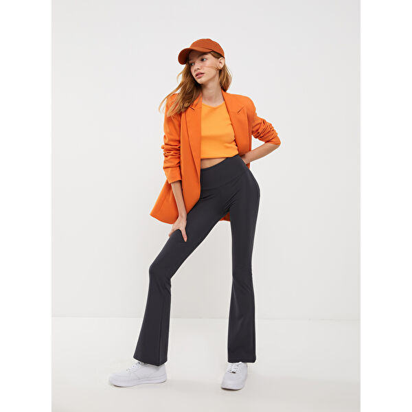 Beli Lastikli Düz Kadın Tayt Pantolon