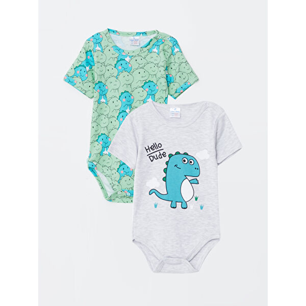 Bisiklet Yaka Kısa Kollu Baskılı Erkek Bebek Çıtçıtlı Body 2'li Bisiklet Yaka Kısa Kollu Baskılı Erkek Bebek Çıtçıtlı Body 2'li