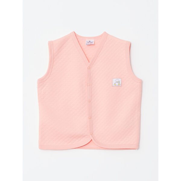 V Yaka Kapitone Desenli Kız Bebek Yelek V Yaka Kapitone Desenli Kız Bebek Yelek