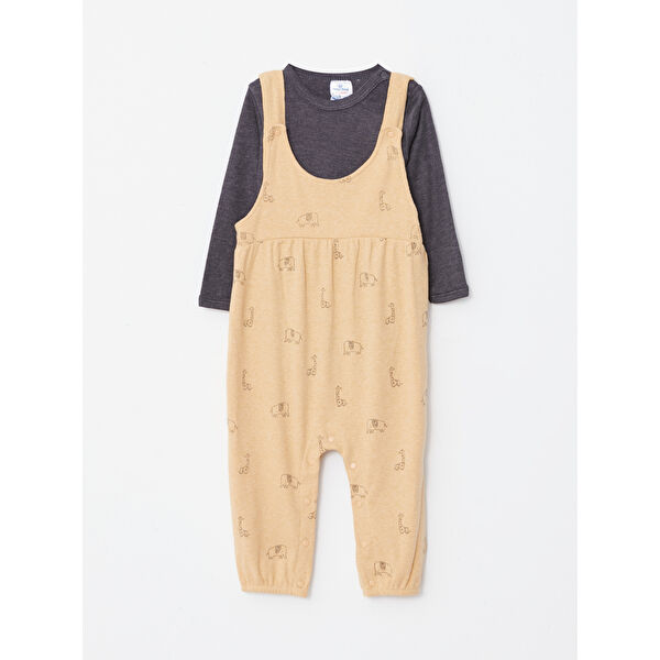 Bisiklet Yaka Uzun Kollu Kız Bebek Çıtçıtlı Body ve Tulum