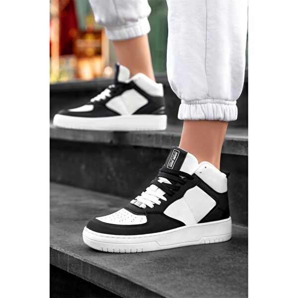 Renk Bloklu Bağcıklı Bilek Boy Kadın Spor Ayakkabı