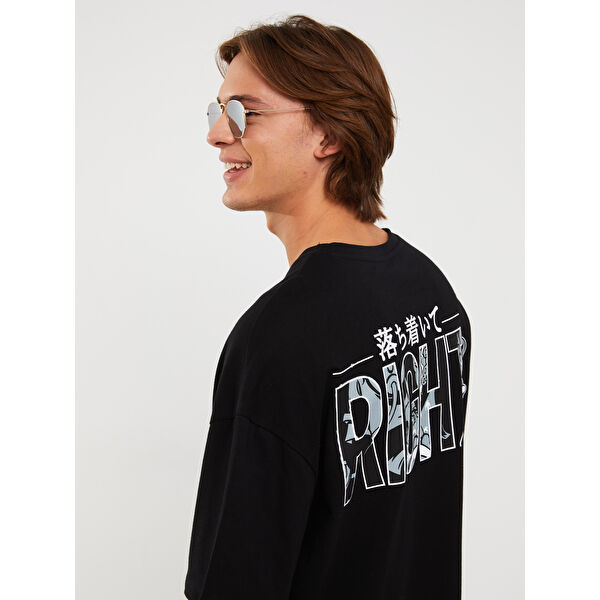 Bisiklet Yaka Kısa Kollu Nostaljik Maymun Baskılı Penye Erkek Tişört