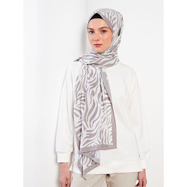 Desenli Saten Kadın Şal