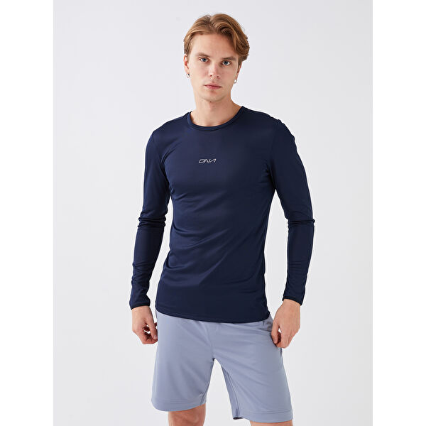 Bisiklet Yaka Uzun Kollu Baskılı Erkek Tişört