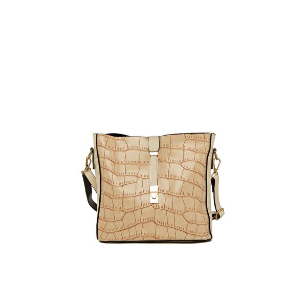 Deri Görünümlü Desenli Kadın Omuz Çantası