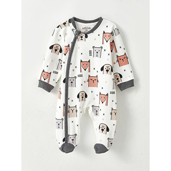 Bisiklet Yaka Uzun Kollu Baskılı Erkek Bebek Tulum