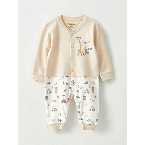 Bisiklet Yaka Uzun Kollu Baskılı Erkek Bebek Tulum