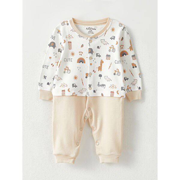 Bisiklet Yaka Uzun Kollu Baskılı Erkek Bebek Tulum