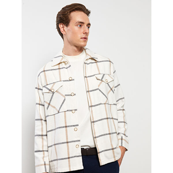 Regular Fit Uzun Kollu Ekose Gabardin Erkek Gömlek