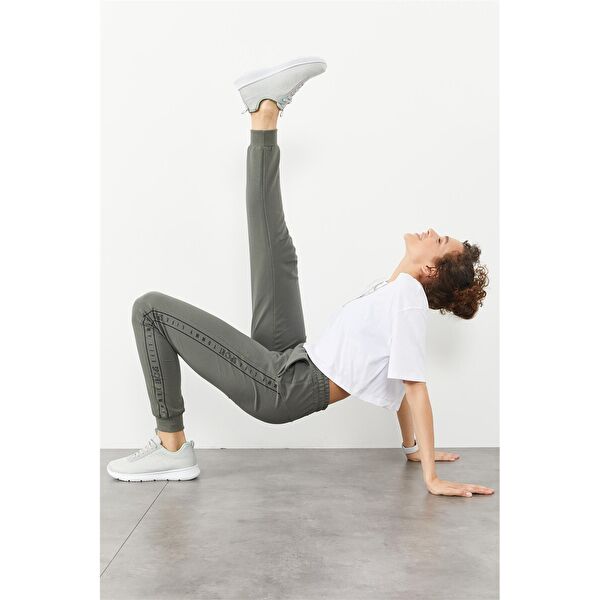 Beli Lastikli Baskılı Kadın Eşofman Altı