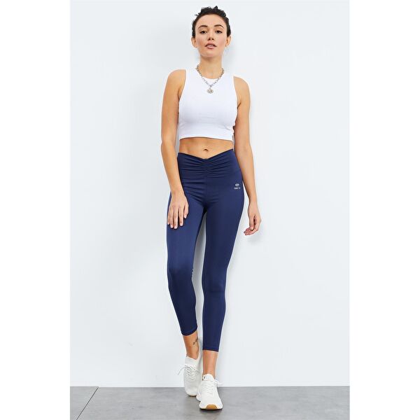 Büzgü Detaylı Baskılı Kadın Tayt