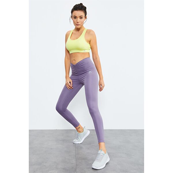 Büzgü Detaylı Baskılı Kadın Tayt