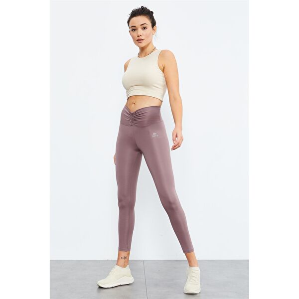 Büzgü Detaylı Baskılı Kadın Tayt