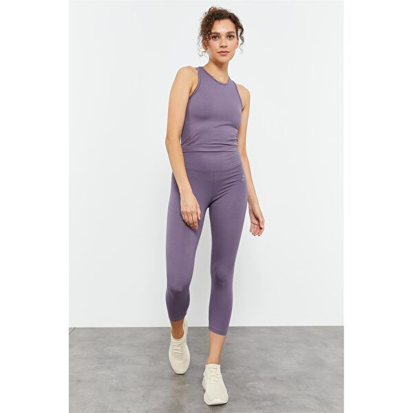 Bisiklet Yaka Düz Kadın Atlet ve Tayt Takımı