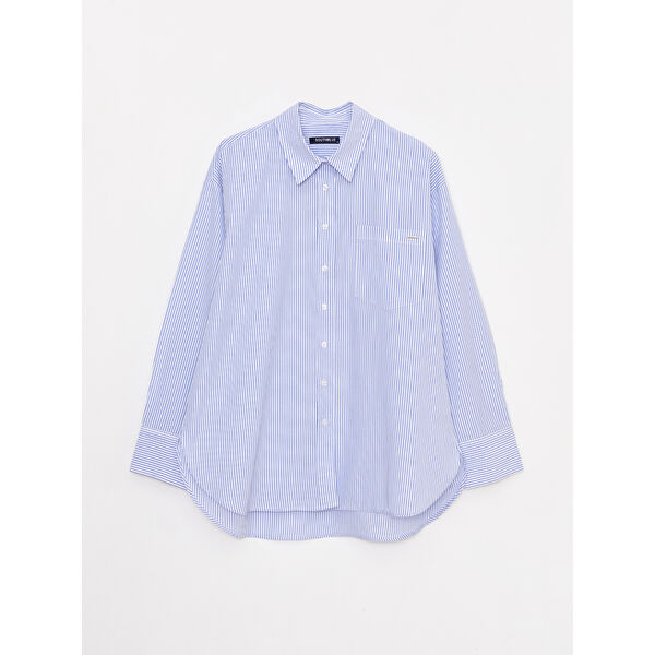 Çizgili Uzun Kollu Kadın Gömlek