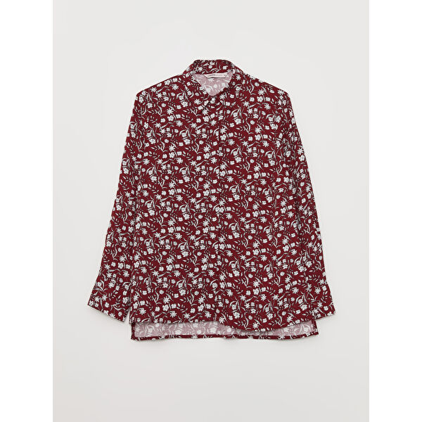 Desenli Uzun Kollu Viskon Kadın Gömlek