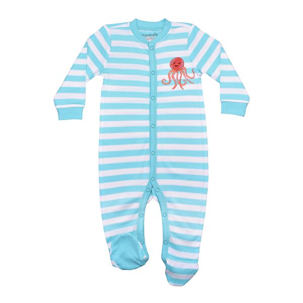 Bisiklet Yaka Uzun Kollu Organik Pamuklu Çizgili Unisex Bebek Tulum Bisiklet Yaka Uzun Kollu Organik Pamuklu Çizgili Unisex Bebek Tulum