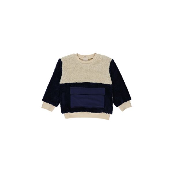 Bisiklet Yaka Uzun Kollu Renk Bloklu Erkek Bebek Sweatshirt Bisiklet Yaka Uzun Kollu Renk Bloklu Erkek Bebek Sweatshirt