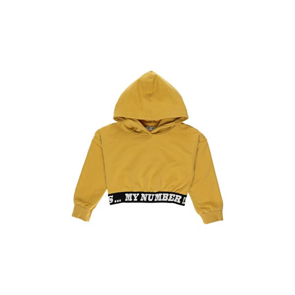 Kapüşonlu Baskılı Uzun Kollu Kız Çocuk Crop Sweatshirt Kapüşonlu Baskılı Uzun Kollu Kız Çocuk Crop Sweatshirt
