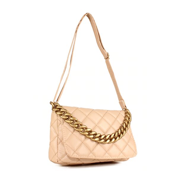 Deri Görünümlü Kapitoneli Kadın Omuz Çantası