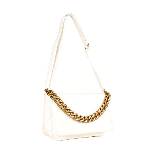 Deri Görünümlü Kapitoneli Kadın Omuz Çantası