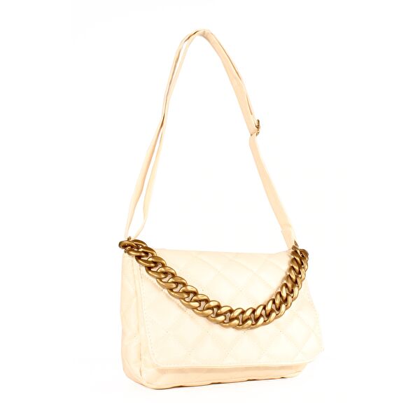 Deri Görünümlü Kapitoneli Kadın Omuz Çantası