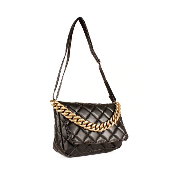 Deri Görünümlü Kapitoneli Kadın Omuz Çantası