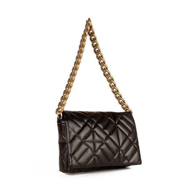 Deri Görünümlü Kapitoneli Kadın Omuz Çantası