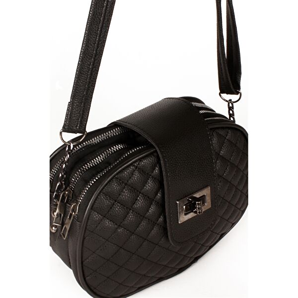 Deri Görünümlü Kapitoneli Kadın Çapraz Çanta