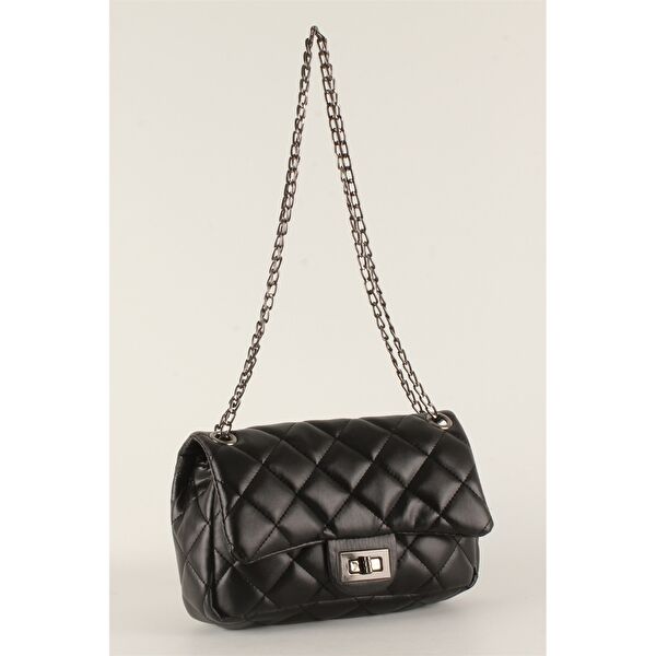 Deri Görünümlü Kapitoneli Kadın Omuz Çantası