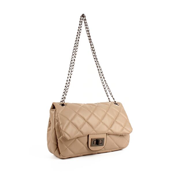 Deri Görünümlü Kapitoneli Kadın Omuz Çantası