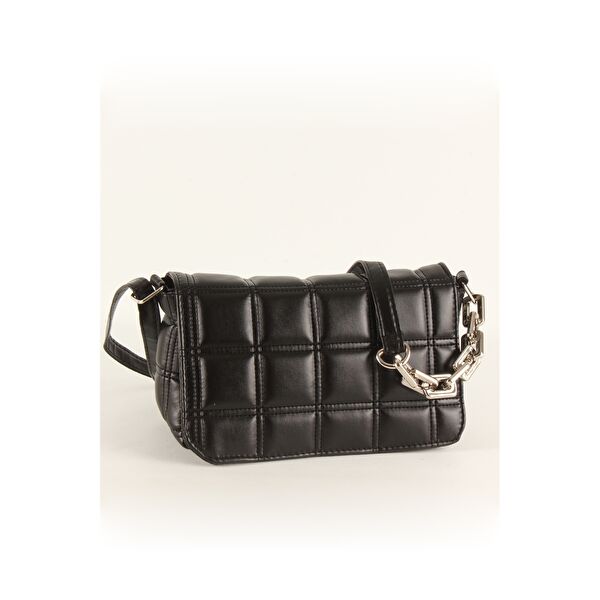 Deri Görünümlü Kapitoneli Kadın Omuz Çantası