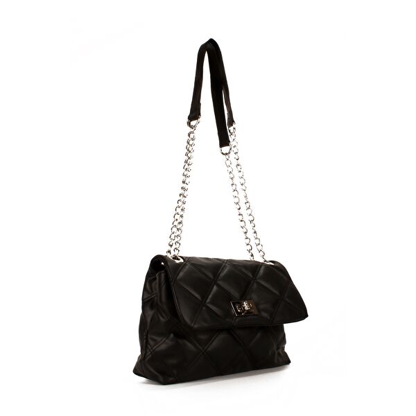 Deri Görünümlü Kapitoneli Kadın Omuz Çantası