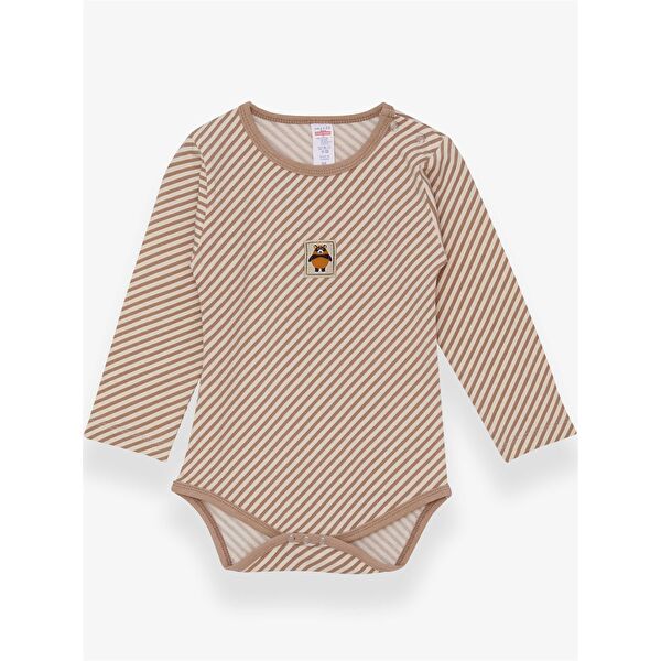 Bisiklet Yaka Uzun Kollu Erkek Bebek Çıtçıtlı Body