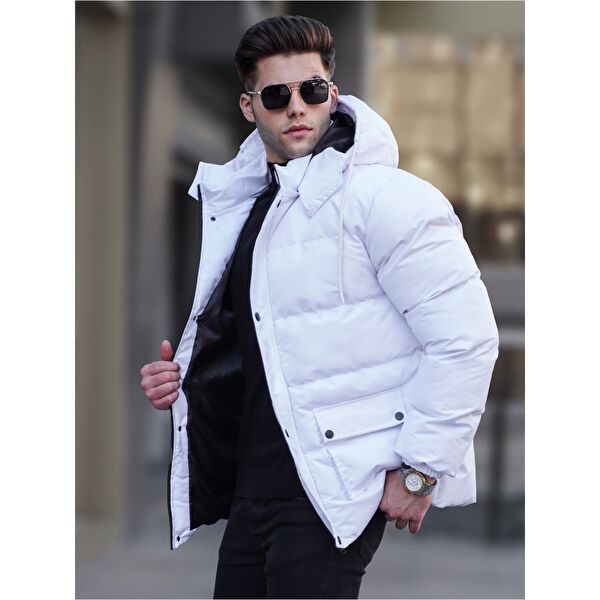 Standart Kalıp Kapüşonlu Erkek Şişme Mont