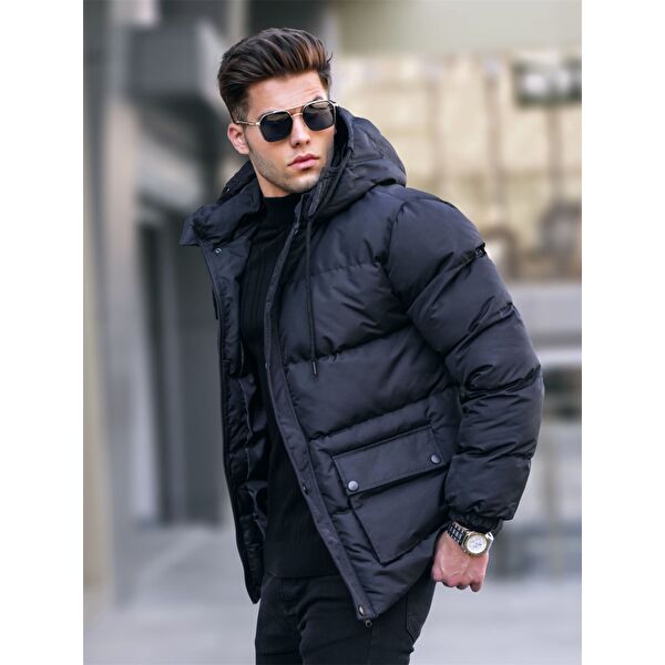 Standart Kalıp Kapüşonlu Erkek Şişme Mont