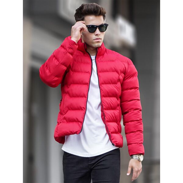 Standart Kalıp Dik Yaka Erkek Şişme Mont