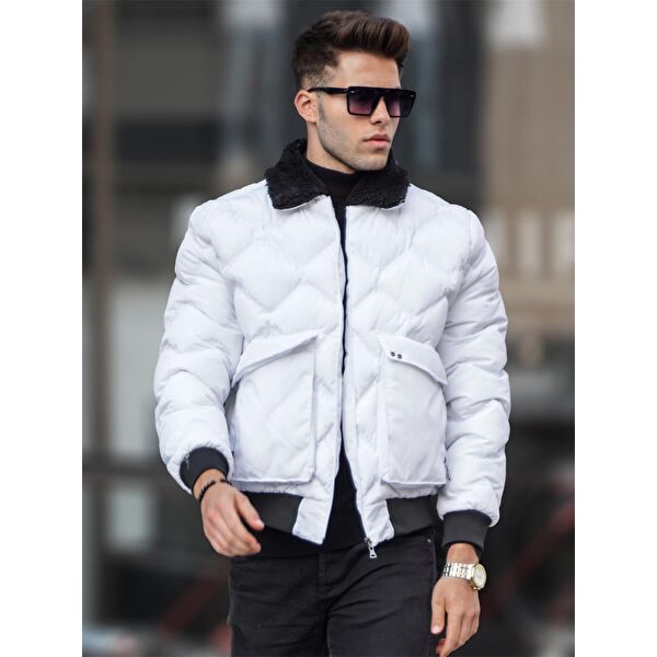 Standart Kalıp Gömlek Yaka Erkek Şişme Mont