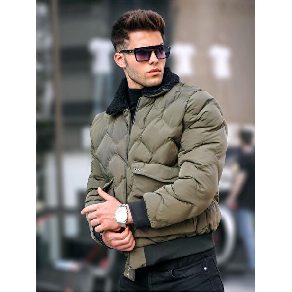 Standart Kalıp Gömlek Yaka Erkek Şişme Mont