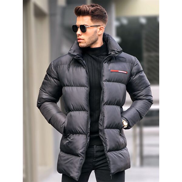 Standart Kalıp Dik Yaka Erkek Şişme Mont