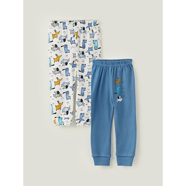 Beli Lastikli Baskılı Erkek Bebek Pijama Alt 2'li