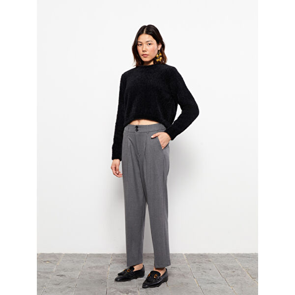 Yüksek Bel Rahat Kalıp Düz Kadın Pantolon