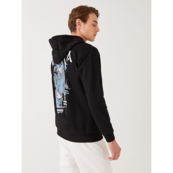 Kapüşonlu Uzun Kollu Baskılı Erkek Sweatshirt Kapüşonlu Uzun Kollu Baskılı Erkek Sweatshirt